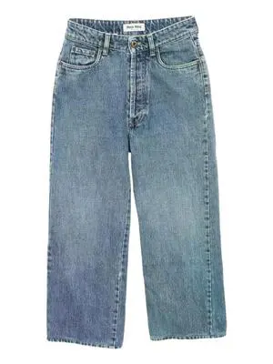 Miu Miu 2010s Logo Patch Wide-leg Jeans - Blue