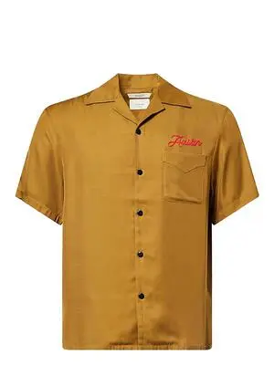 AUSTIN POST Bowling Brand Embroidered Woven Shirt - Gold