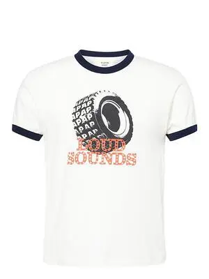 AUSTIN POST Ringer Loud Sounds Cotton T-shirt - Navy