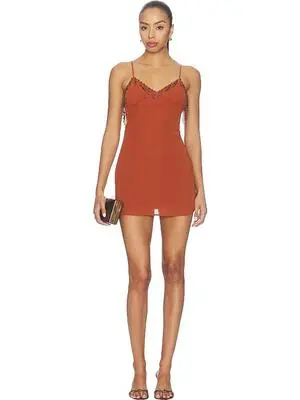 MORE TO COME Itzyana Beaded Mini Dress - Rust