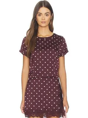 Line & Dot X Revolve Raye Top In Polka Dots - Wine
