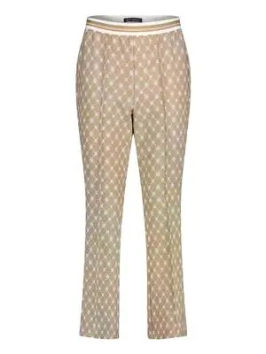 BETTY BARCLAY Monogram Print Elasticated Waistband Trousers - Neutrals