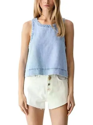 VICOLO Sleeveless Round Neck Blouse - Blue