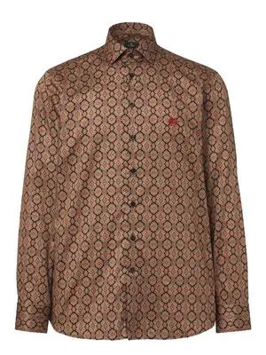 Etro Printed Cotton Poplin Shirt - Brown