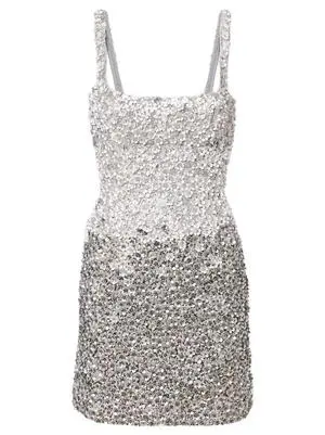 LA FUORI Floral Sequined Minidress - Silver