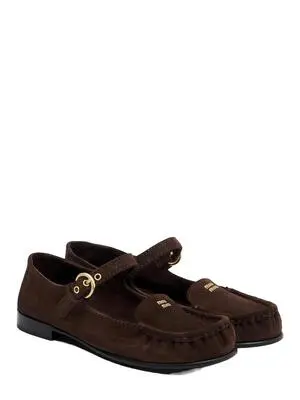 Miu Miu Suede Ballerina Flats - Brown