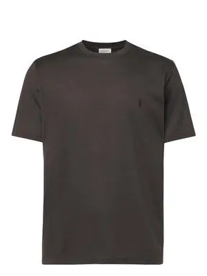 Saint Laurent Cassandre Silk And Cotton T-shirt - Grey
