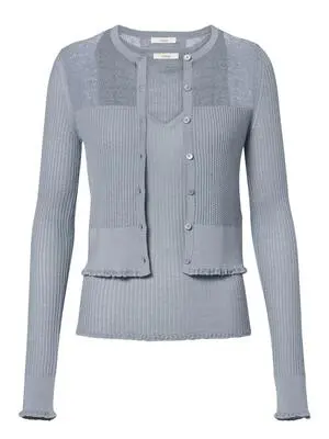 Chloé Knitted Wool Cardigan And Tank Set - Blue