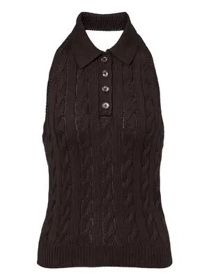 Ralph Lauren Cable-knit Silk Halterneck Polo - Brown