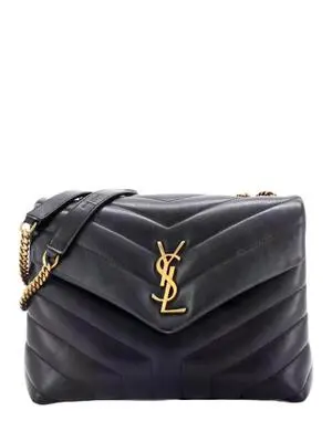 Saint Laurent Loulou Matelasse Chevron Leather Small Shoulder Bag - Black