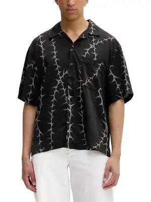 VANS Thorn-print Short-sleeve Shirt - Black