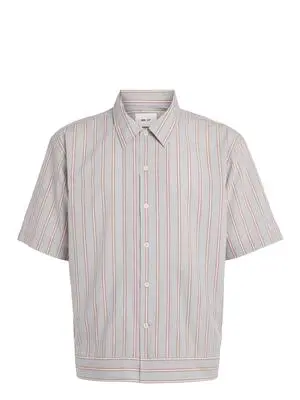 NN.07 Supima Cotton Stripe Short-sleeve Shirt - Red
