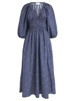 Matteau Organic Cotton Paisley Maxi Dress - Navy
