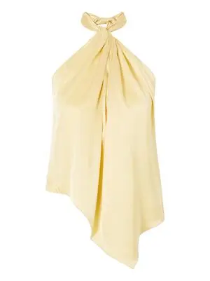 Aflalo Safira Silk-satin Halterneck Top - Neutrals