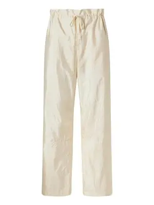 Aflalo Morocco Cotton And Silk-blend Wide-leg Pants - Neutrals