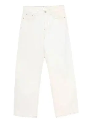 Sandro Contrast Stitch Wide Leg Jeans - Neutrals