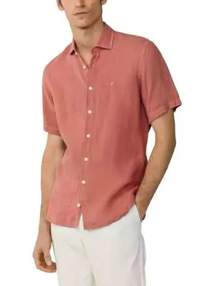 HACKETT LONDON Garment-dyed Linen Shirt - Red