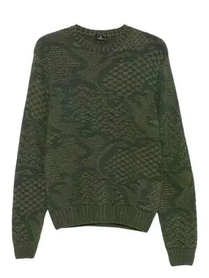 Etro Intarsia-knit Crew-neck Sweater - Green
