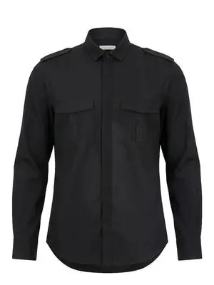 Valentino Garavani Epaulette-detail Chest-pocket Shirt - Black