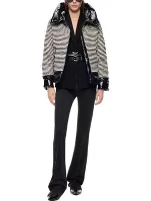 Pinko Tweed And Nylon Down Jacket - Black