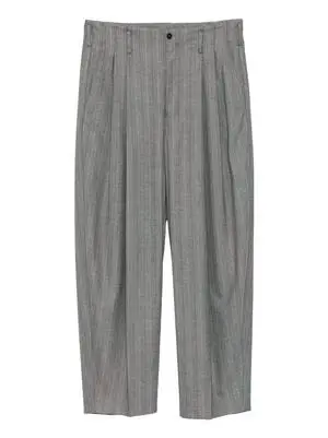 HED MAYNER Stone Pinstriped Pleated Trousers - Grey