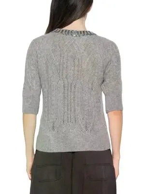 Ermanno Scervino Embellished Cable-knit Top - Grey