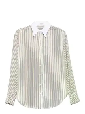 Brunello Cucinelli Striped Silk Shirt - Neutrals