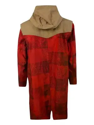 Woolrich Contrast Panel Parka Coat - Red