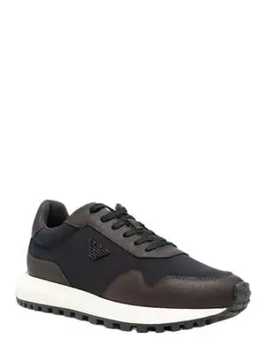 Emporio Armani Logo-plaque Panelled Sneakers - Blue