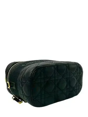 Dior Small Lambskin Cannage Diortravel Vanity Case Satchel - Black