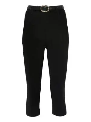 SELF-PORTRAIT Ribbed Knit Cropped Trousers - Black