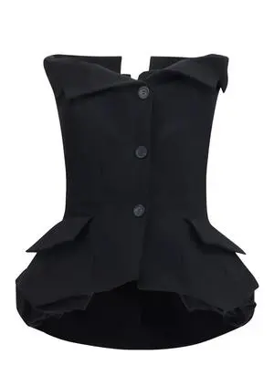 Magda Butrym Off-shoulder Peplum Blouse - Black