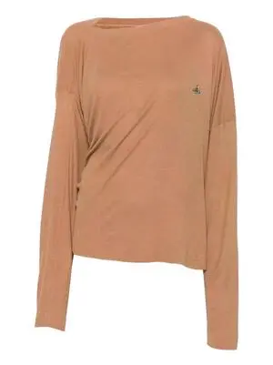 VIVIENNE WESTWOOD Orb Embroidered Long Sleeve T-shirt - Brown
