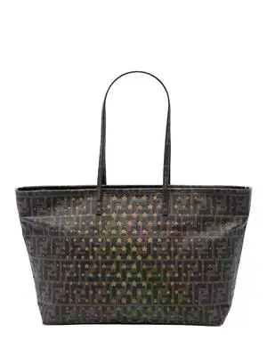 Fendi 2010-2026 Medium Zucca Coated Canvas Laser Cut Star Roll Tote Bag - Brown