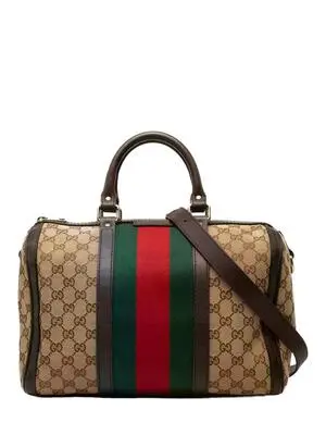 Gucci 2000-2015 Medium Gg Canvas Web Joy Boston Bag Satchel Neutrals