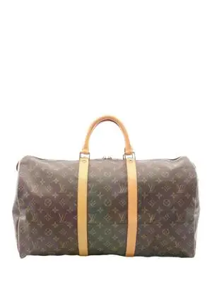 LOUIS VUITTON 2001 50 Keepall Monogram Boston Bag Brown