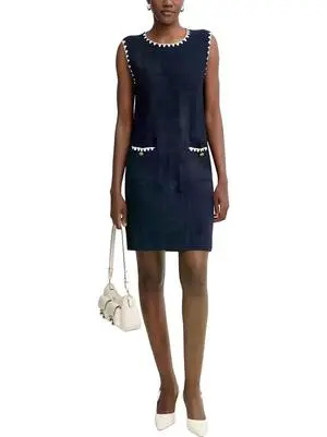 Luisa Spagnoli Crochet-trim Basket-weave Mini Dress - Blue