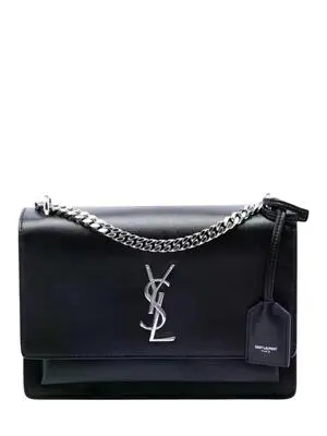 Saint Laurent 2019 Medium Calfskin Monogram Sunset Crossbody Bag - Black