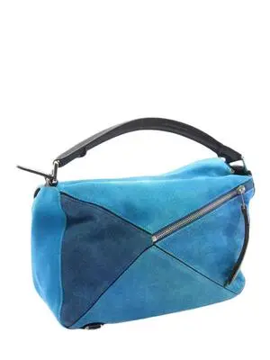Loewe 2000s Puzzle Suede Handbag - Blue