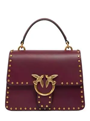 Pinko Mini Love Bag One Top Handle Light Handbag In Leather With Mini Studs - Pink