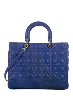 Dior Gm Lady Dior Cannage Tote Bag Blue