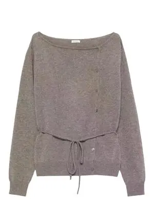 ST. AGNI Asymmetrical Front Button Cardigan With Side Tie - Neutrals