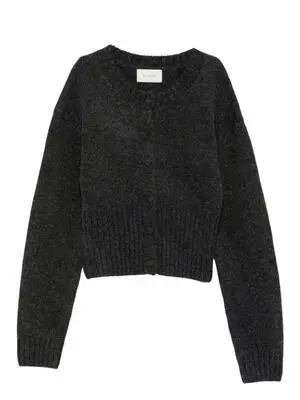 ST. AGNI Ribbed-knit Cropped Cardigan - Grey