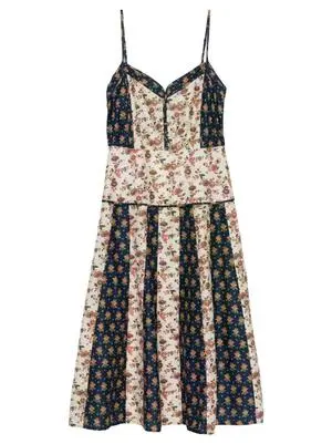 Polo Ralph Lauren Floral Print Paneled Midi Dress - Blue