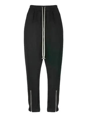 Rick Owens Tecuatl Satin Track Pants With Zippered Slits - Black