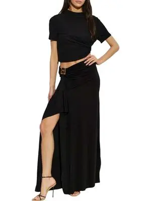 Christopher Esber Bezel Quartz Cascade Maxi Skirt - Black