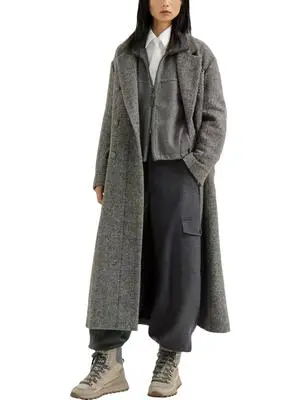 Brunello Cucinelli Hand-crafted Virgin Wool Double Cloth Bomber Jacket With Monili Zipper Detail - Grey