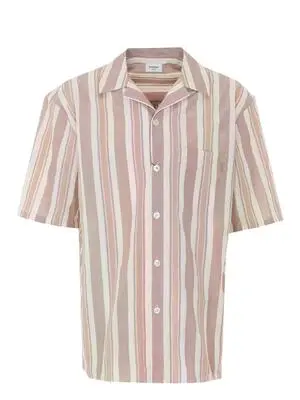 Saint Laurent Cassandre Striped Short-sleeve Shirt - Brown