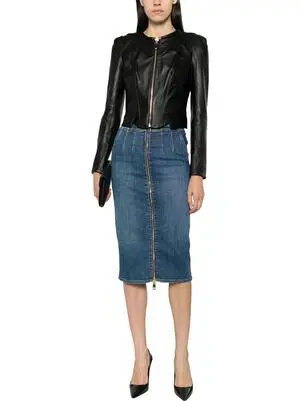 Elisabetta Franchi Peplum-hem Leather Jacket - Black