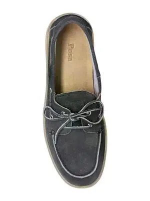 POSA Boat Brushed-suede Boat Shoes - Blue